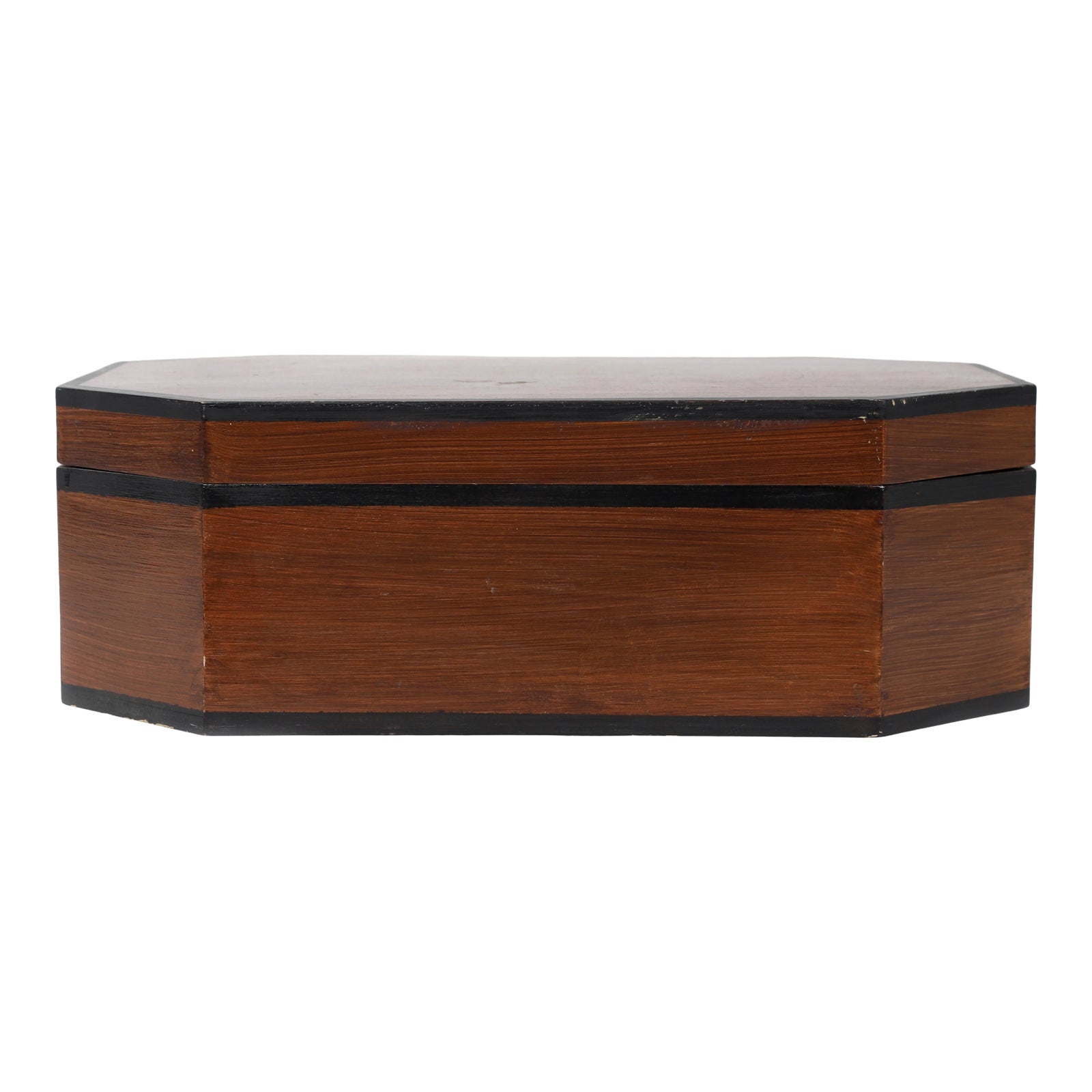20th Century Traditional Oblong Octagonal Wooden Box With Lid | Chairish