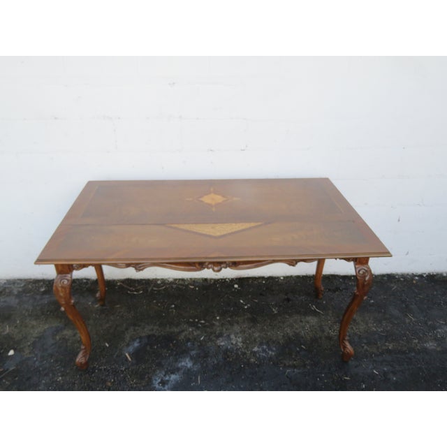 French Inlay Long Console Library Dining Extension Table | Chairish