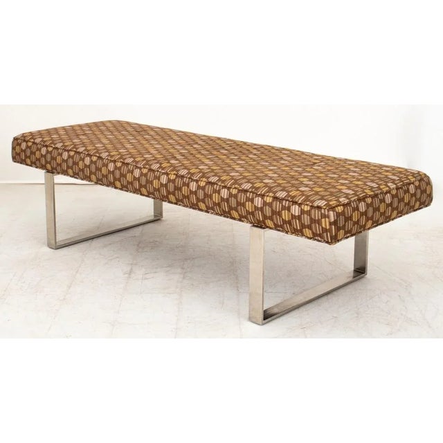 Kravet Baughman Style Upholstered Chrome Bench | Chairish