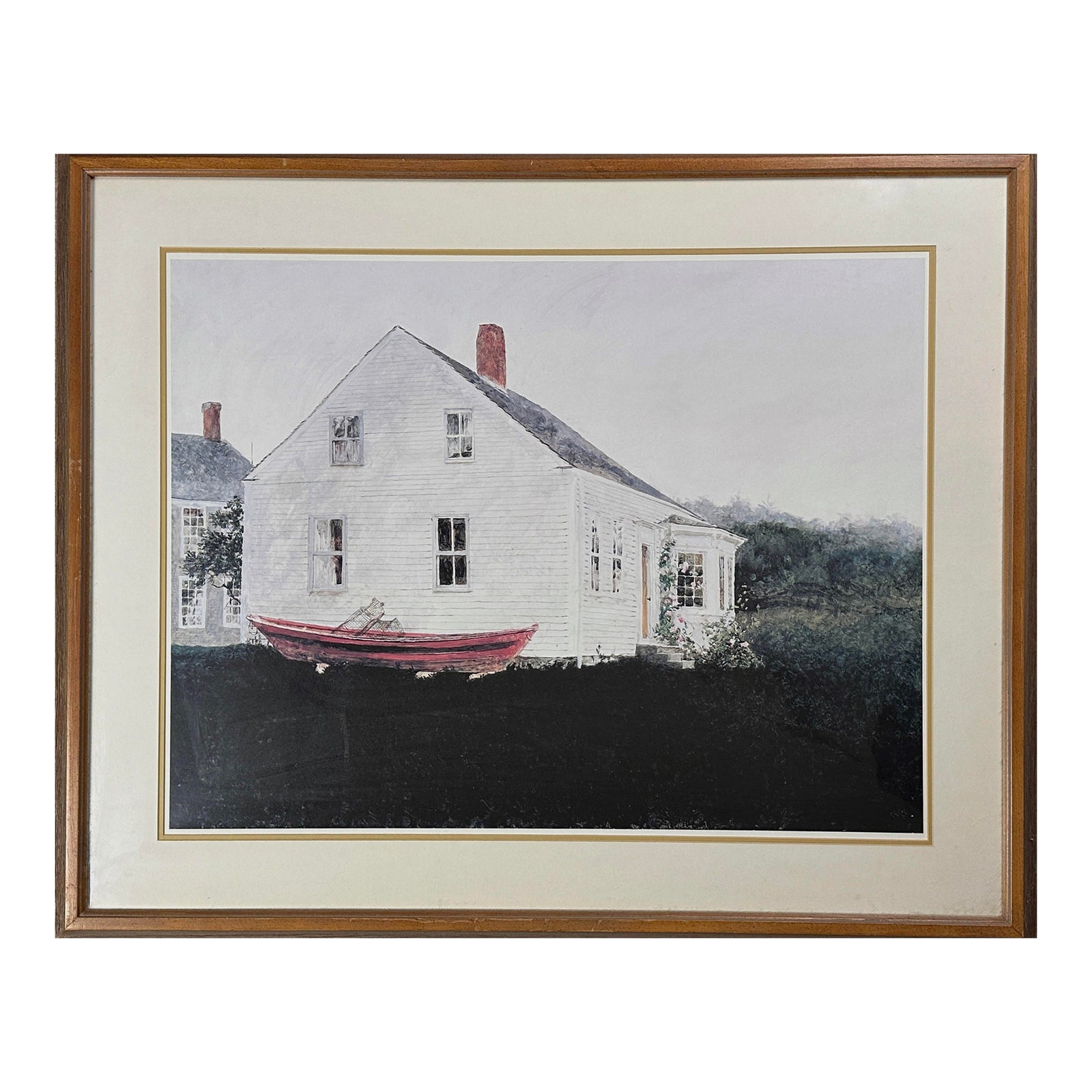 Large Vintage Jamie Wyeth Realist Fog Bound Island Lithograph, Framed ...