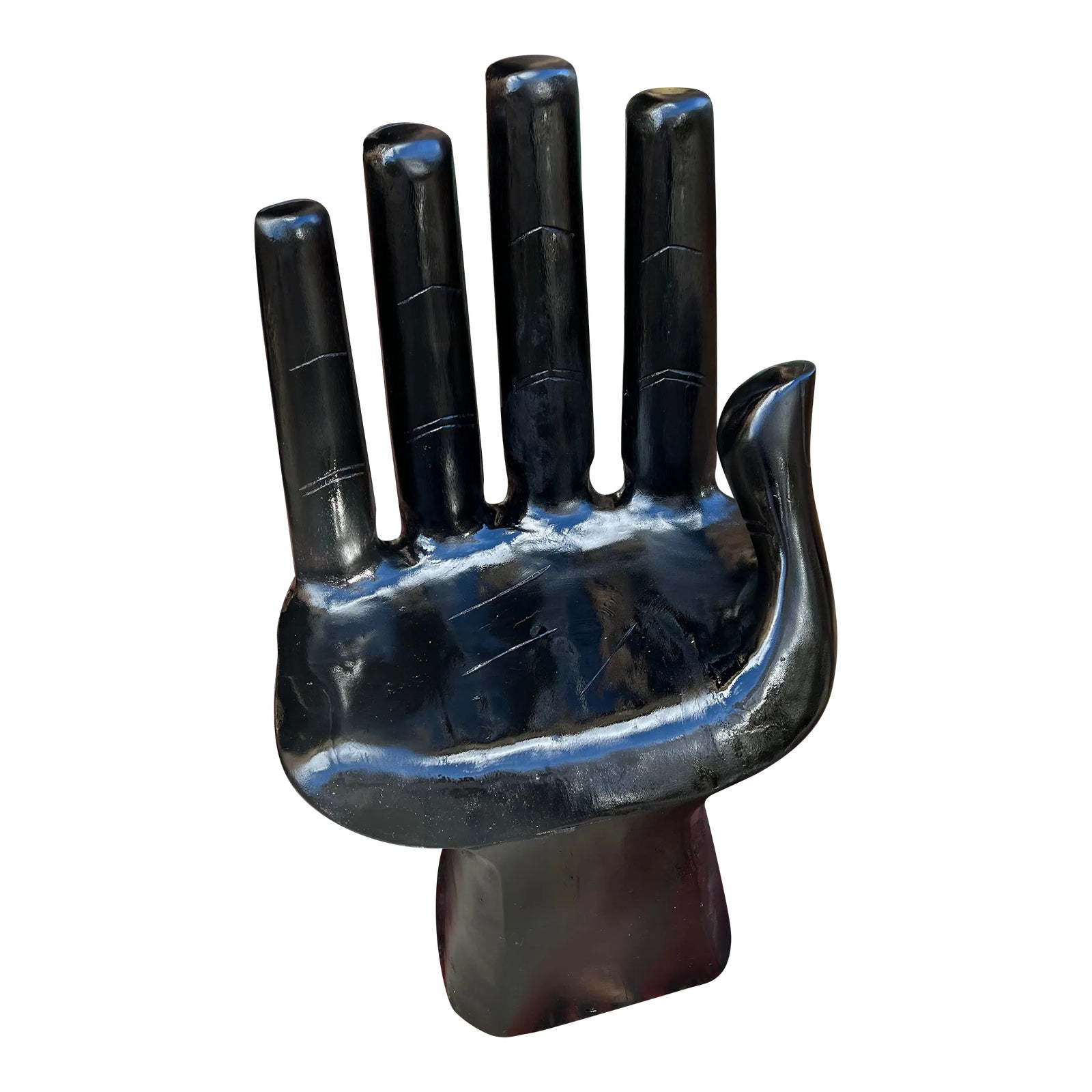 1990s Ebonized Black Wooden Hand Chair | Chairish