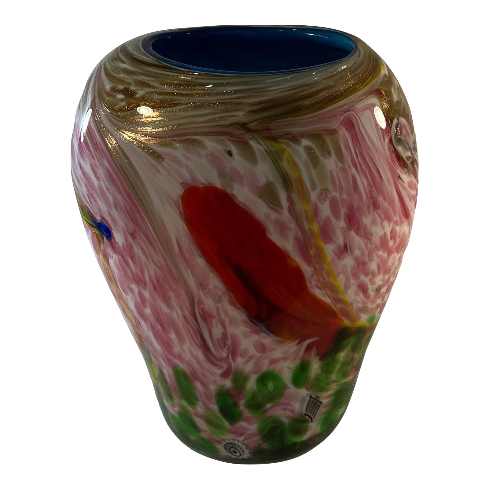 Art Glass Spatter Vase | Chairish