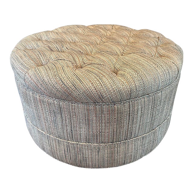 Round Tufted Ottoman, Newly Recovered | Chairish