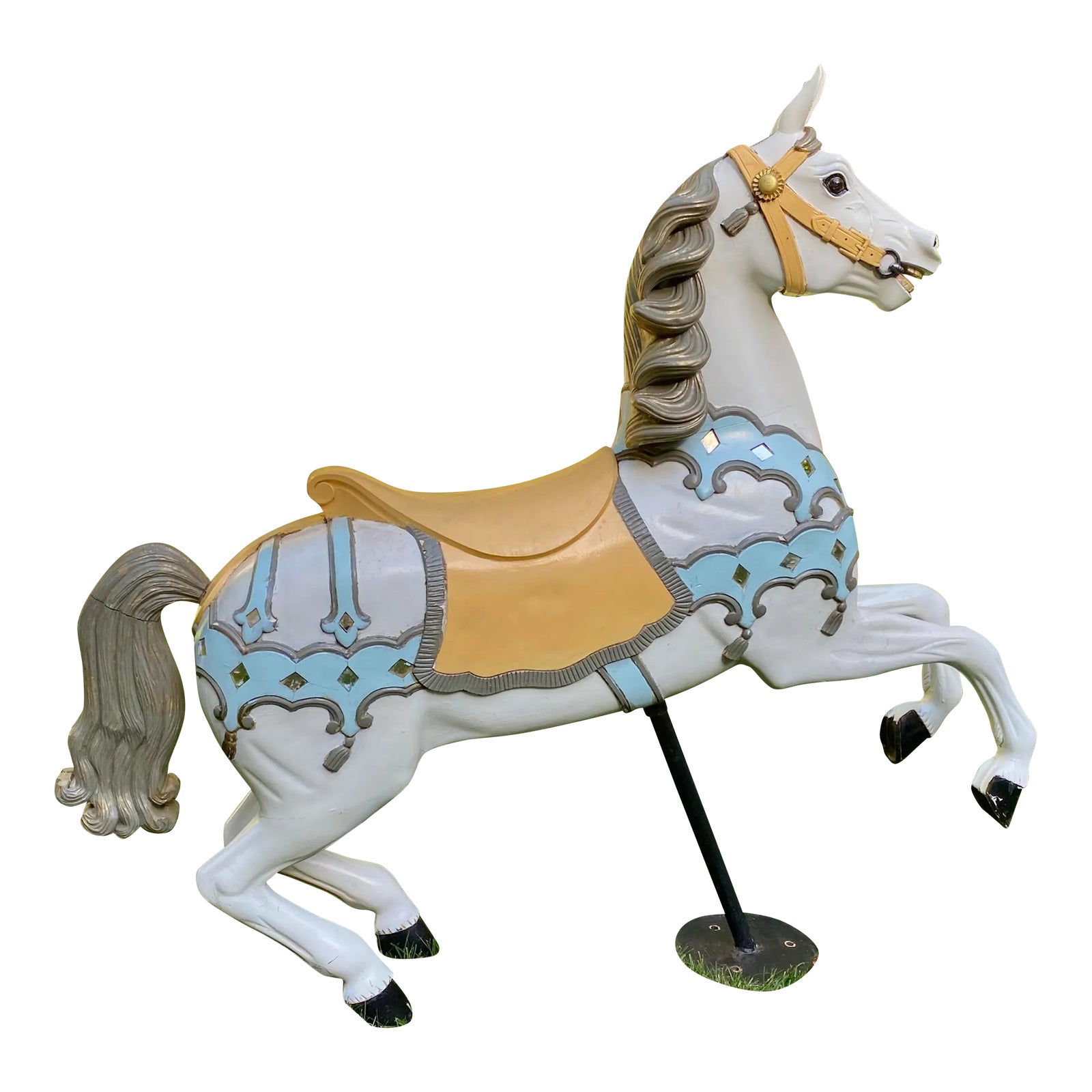 Vintage Mirrored Carousel Horse, Outside Prancer | Chairish