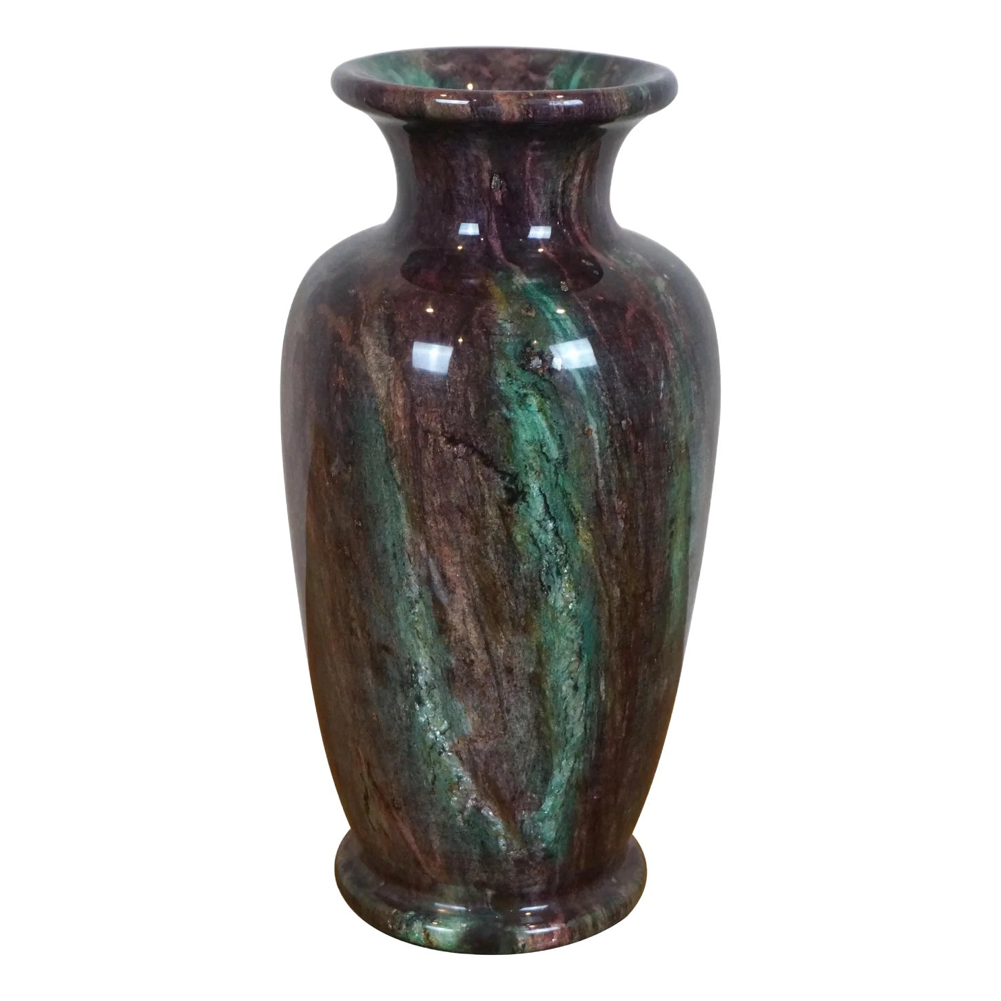Vintage Chinese Purple & Green Carved Jade Marble Flower Vase | Chairish