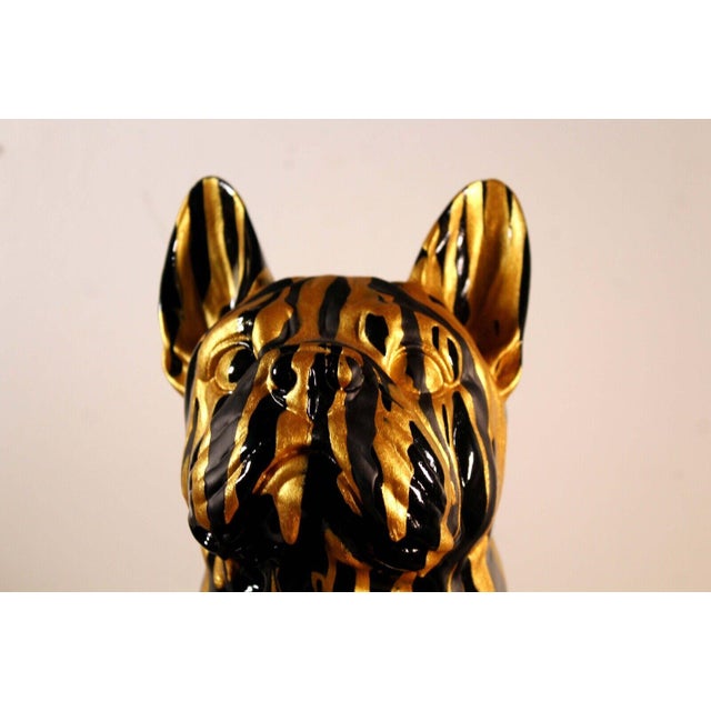 Early 21st Century Modern Frenchie Gold Drip Ceramic Sculpture Homage ...