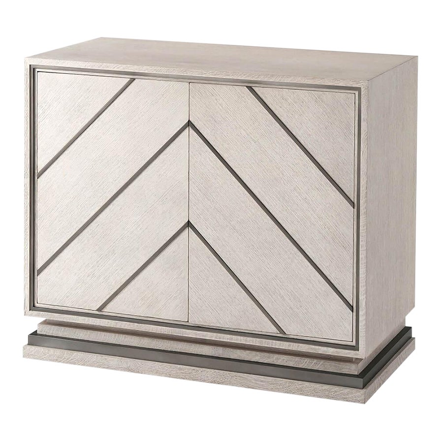 Modern Light Chevron Cabinet | Chairish