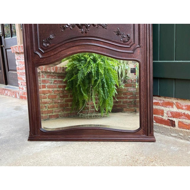 Antique French Trumeau Pier Wall Mirror Louis XV Carved Oak 19th ...