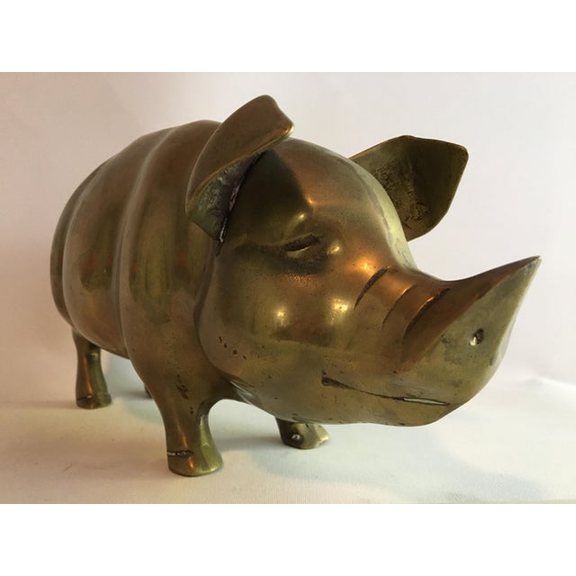1960s Brass Pig Coin Bank | Chairish