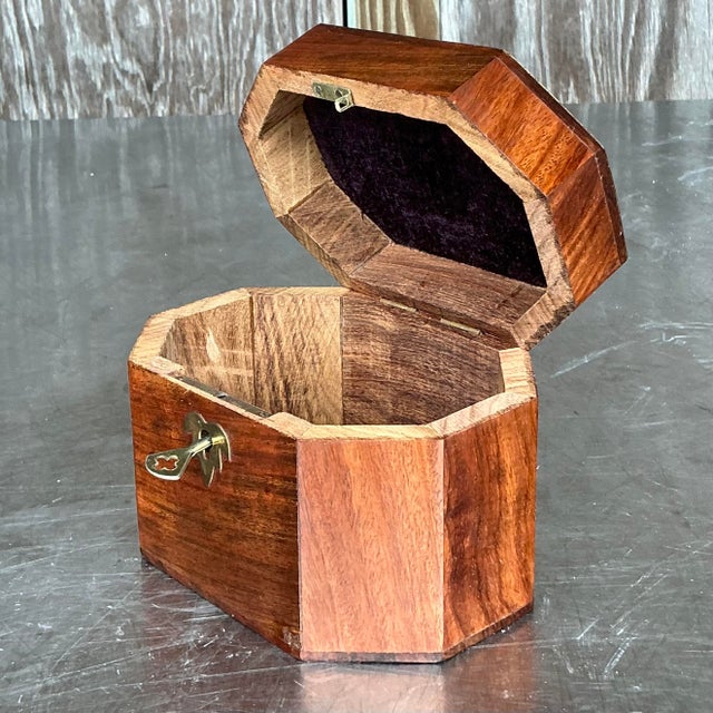 Vintage Boho Brass Tipped Octagon Box | Chairish