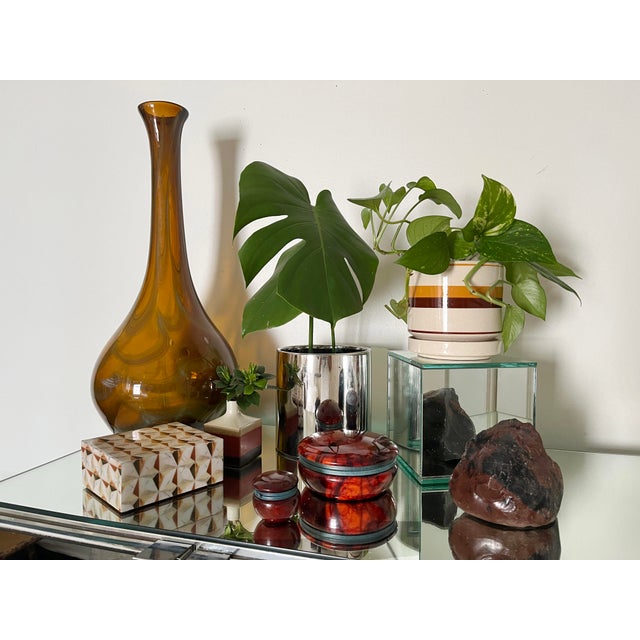 1970s Italian Round Red Alabaster Hinged Trinket Box | Chairish
