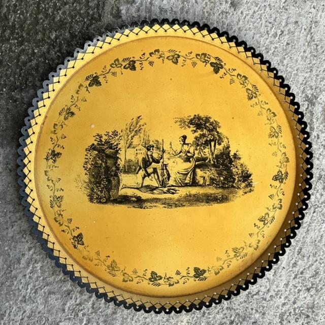 Vintage Coastal Italian Toile Painted Metal Tray | Chairish