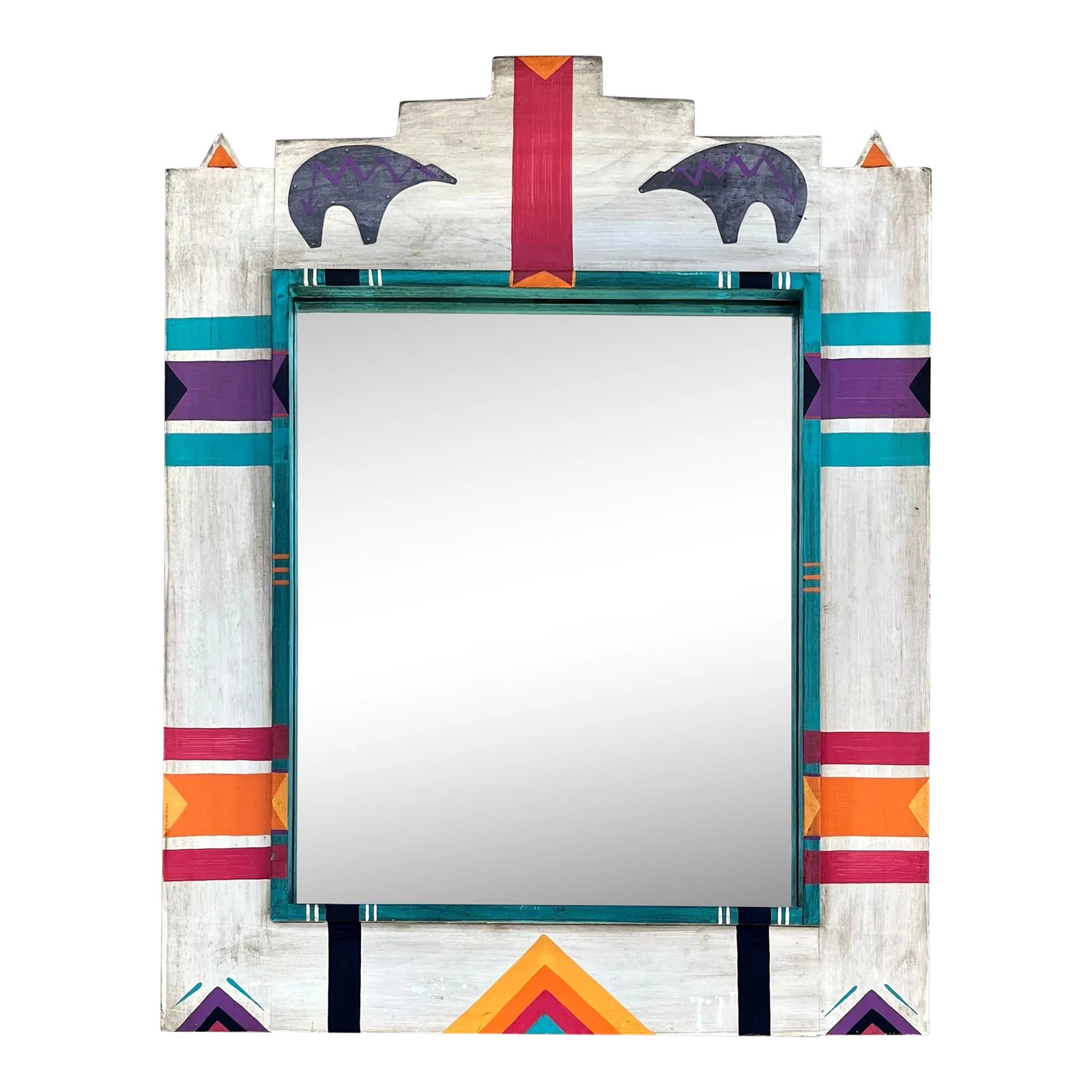 Vintage Mid Size Native American Art Inspired Wall Mirror. Circa 1980s ...
