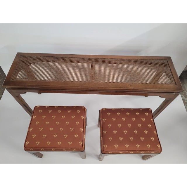 1990s Ethan Allen Bumblebee Fabric Table & Stool Set | Chairish