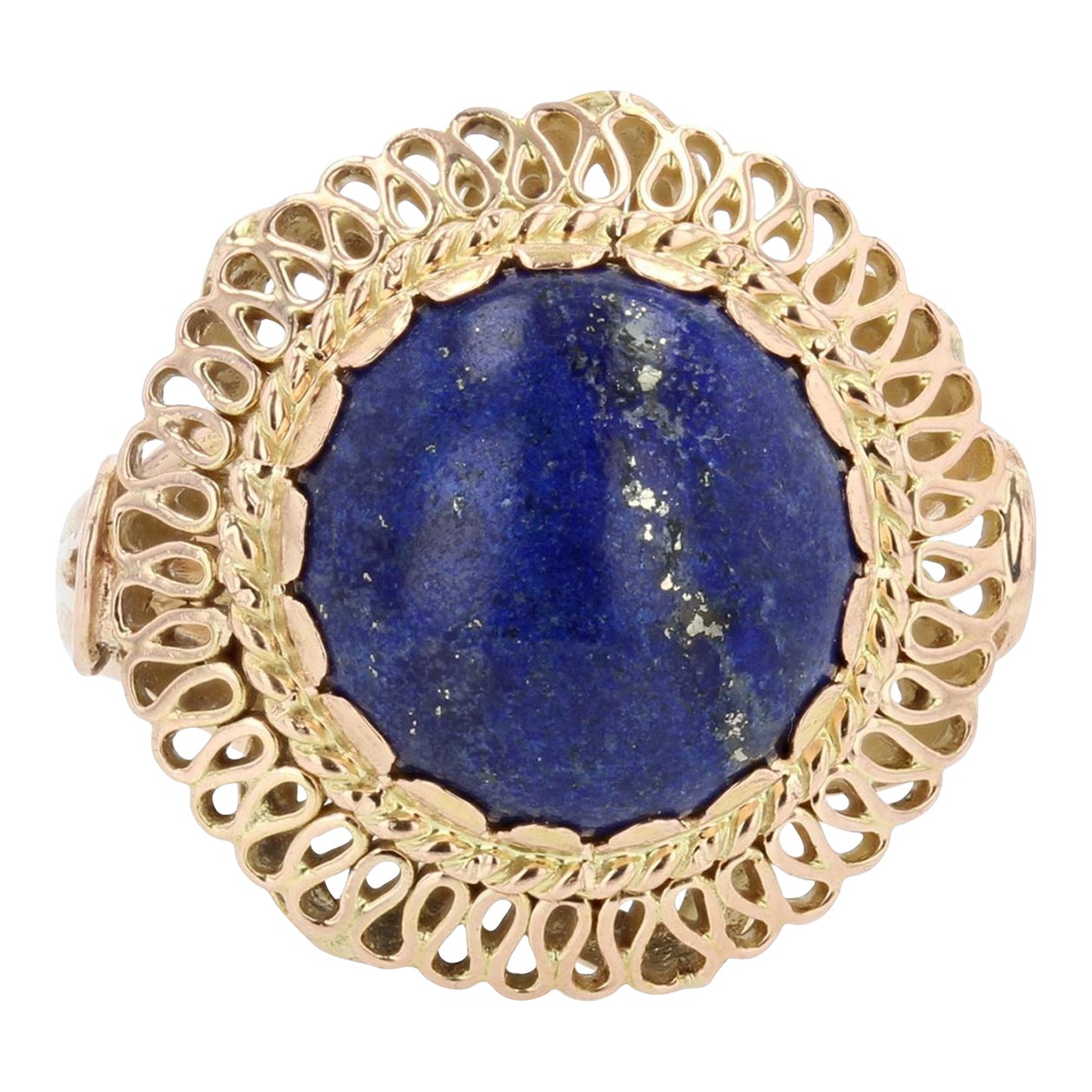 1960s Retro 4, 25 Carat Lapis Lazuli 18 Karat Yellow Gold Ring Size 4.5 | Chairish