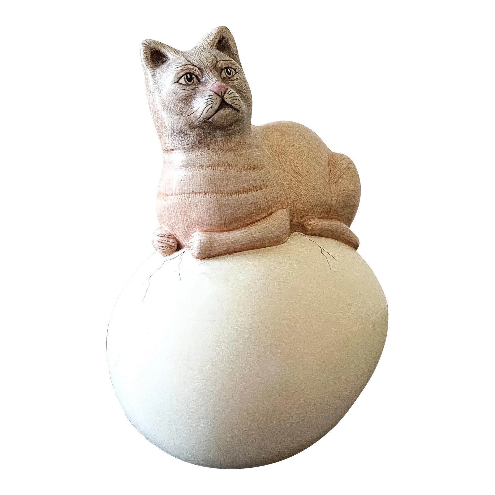 Sergio Bustamante Cat Hatching From an Egg | Chairish