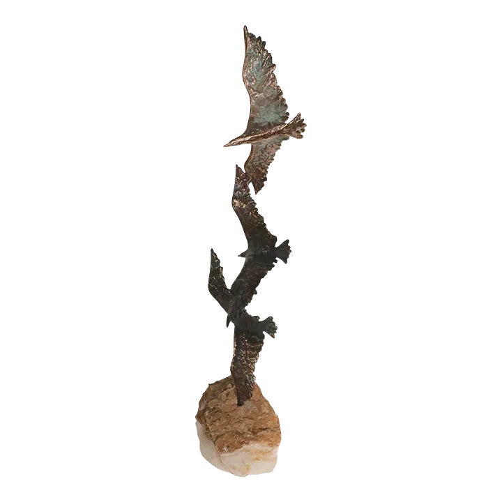 Bronze and Stone Three Birds in Flight Sculpture by Curtis Jere for ...