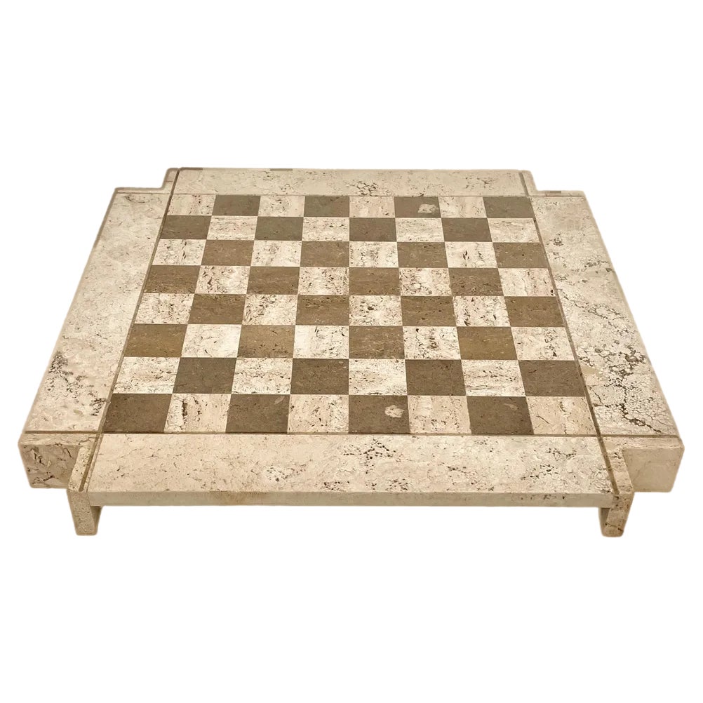 Bicolor Travertine Chess Game in the style of Angelo Mangiarotti, Italy ...