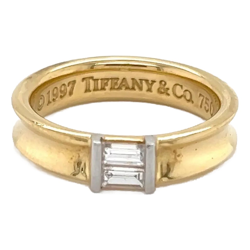 Tiffany & Co. Channel Set Baguette Diamond 18k Yellow Gold Ring - Size ...