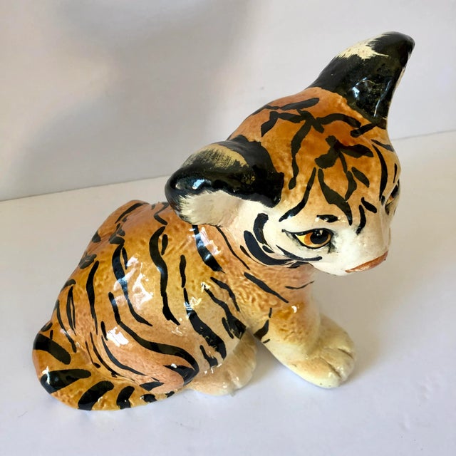 Vintage Italian Pottery Tiger Cub | Chairish