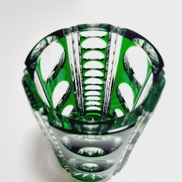 Tinted Emerald Green Lead Crystal Vase, 1970s | Chairish