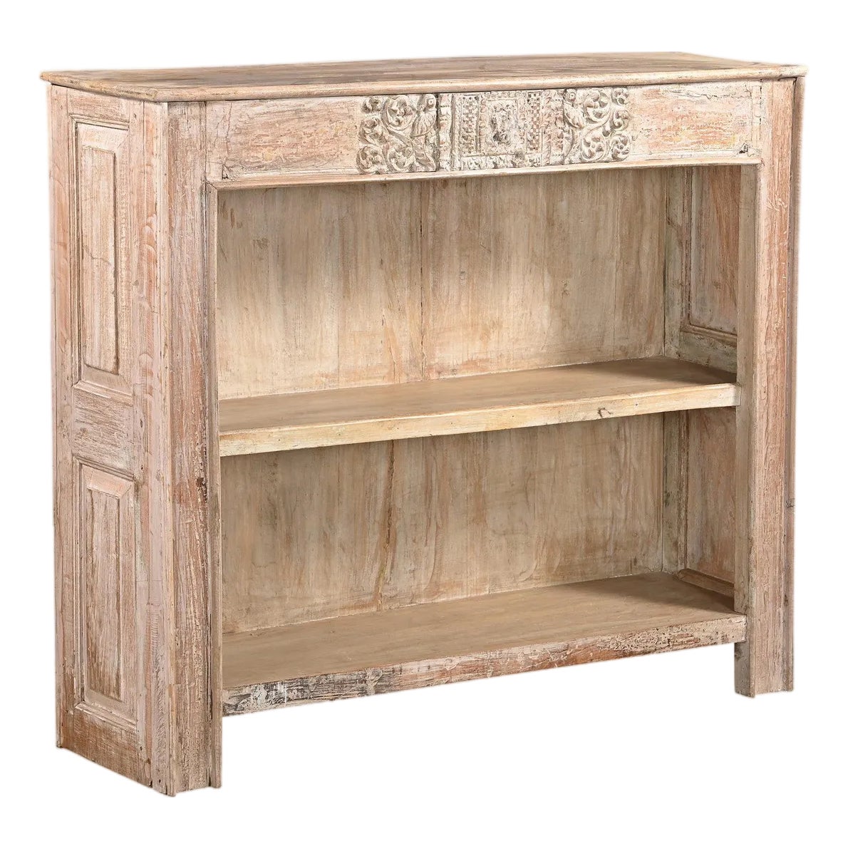 Indian Bleached Teakwood Open Bookcase/Shelf Constructed From Antique ...