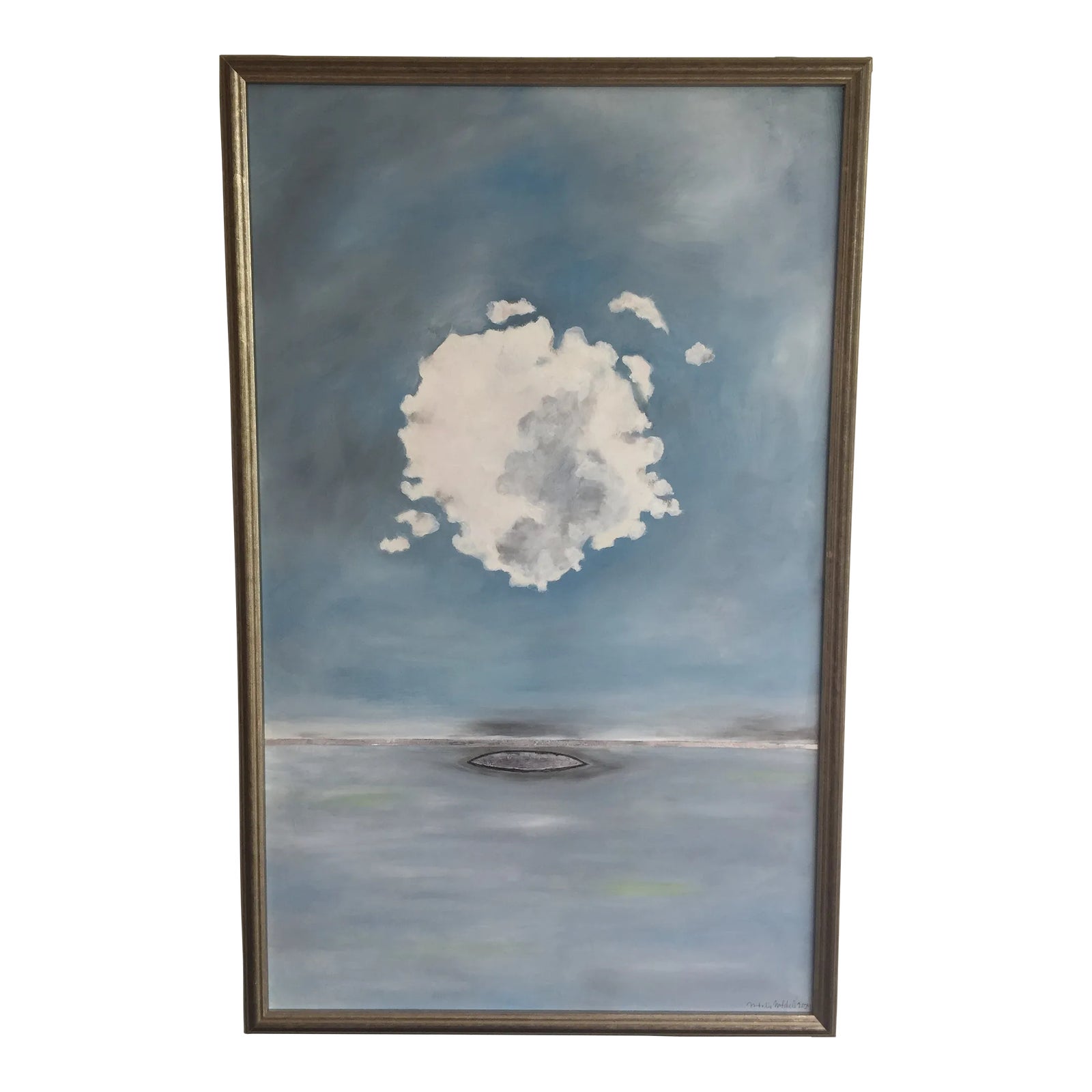Golden Rectangle Cloud Original Painting, Framed | Chairish
