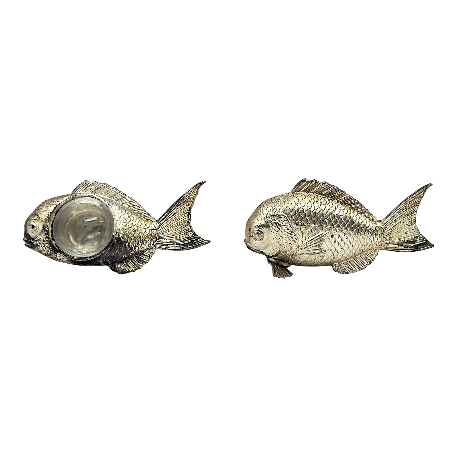 Vintage Japanese Fish Salt Cellars With Hinged Fin – Figural Silver ...