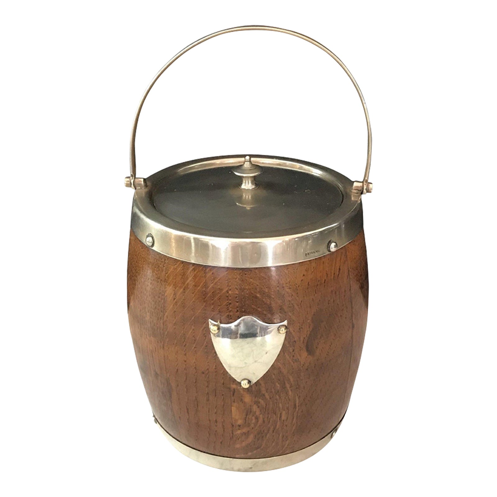 Early 20th Century British Oak Biscuit Barrel | Chairish