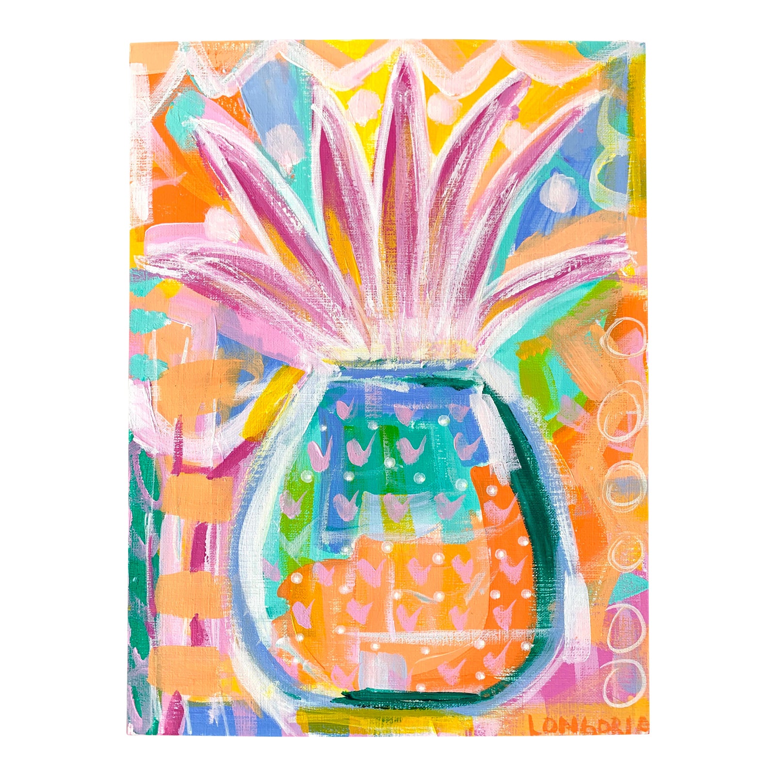 “Pineapple #4” Abstract Painting by Christina Longoria | Chairish