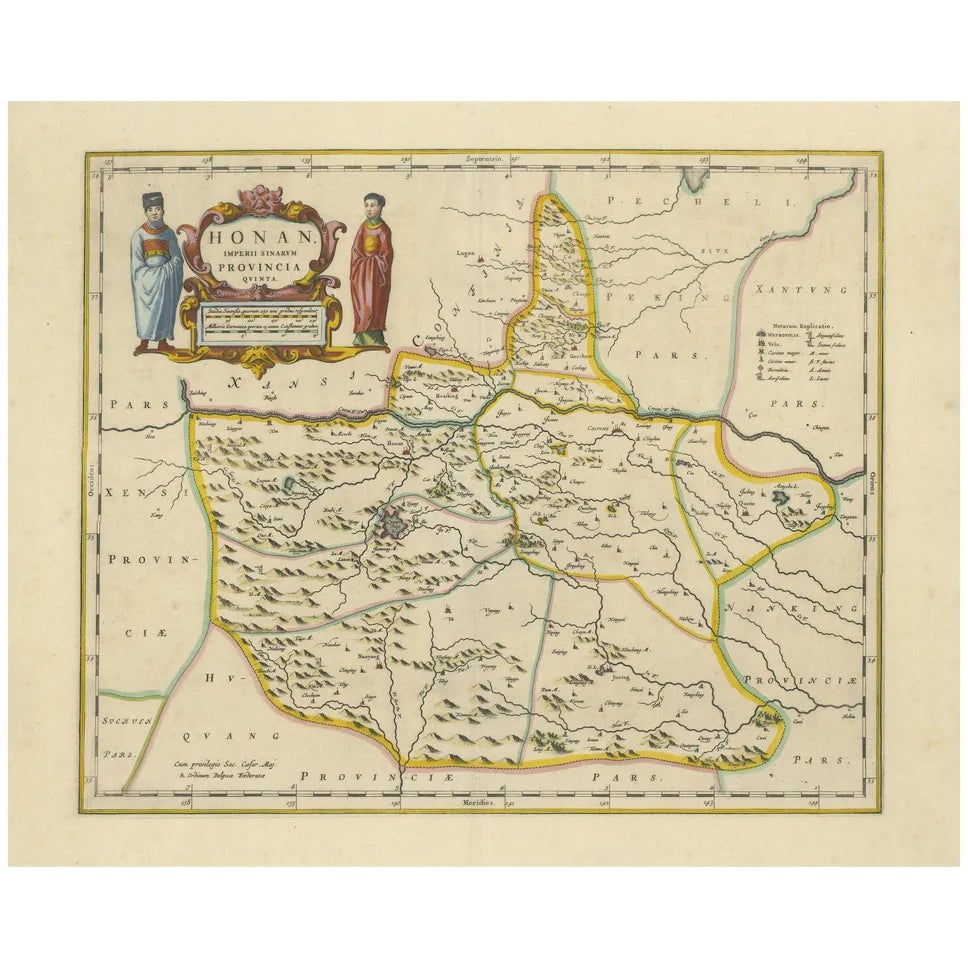 Antique Map of Henan by Blaeu, 1655 | Chairish