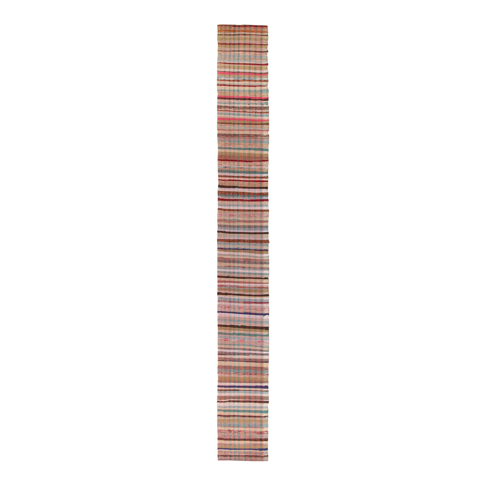 Rug & Kilim’s Oversized Flat Weave Runner in Pink & Colorful Plaid ...