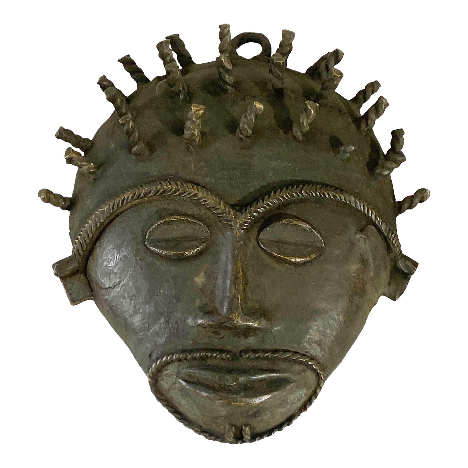 African Baule Bronze Passport Mask 7" H | Chairish