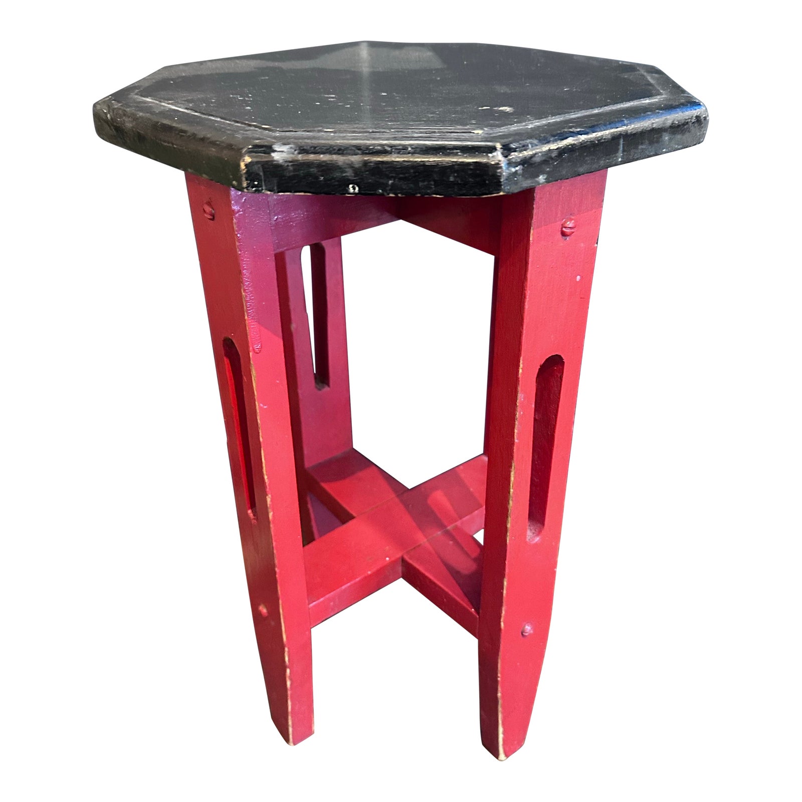1910s Red and Black Octagon Table | Chairish