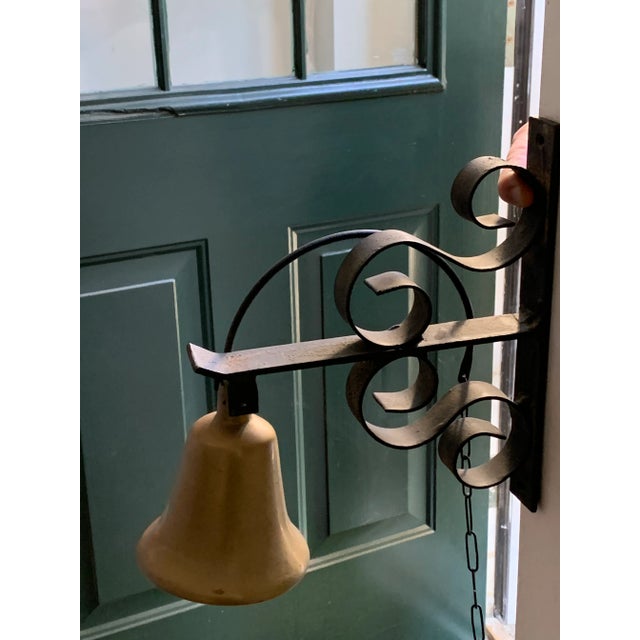 Brass Dinner Bell With Iron Wall Bracket | Chairish
