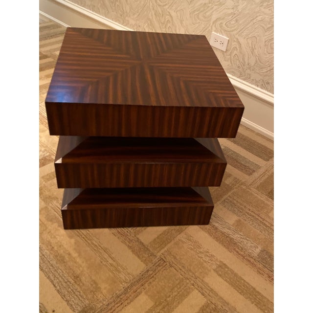 Contemporary Zebra Wood Side or End Table | Chairish