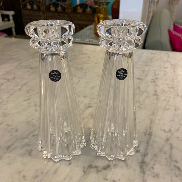Rosenthal Classic Crystal Fluted Vases/ Candlesticks, a Pair | Chairish