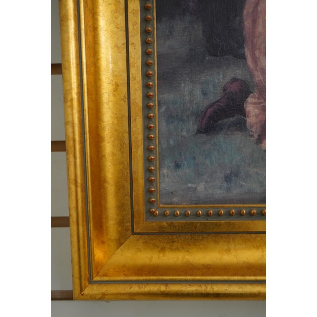 Knowles Oil Painting on Canvas Girls Dog & Scout | Chairish