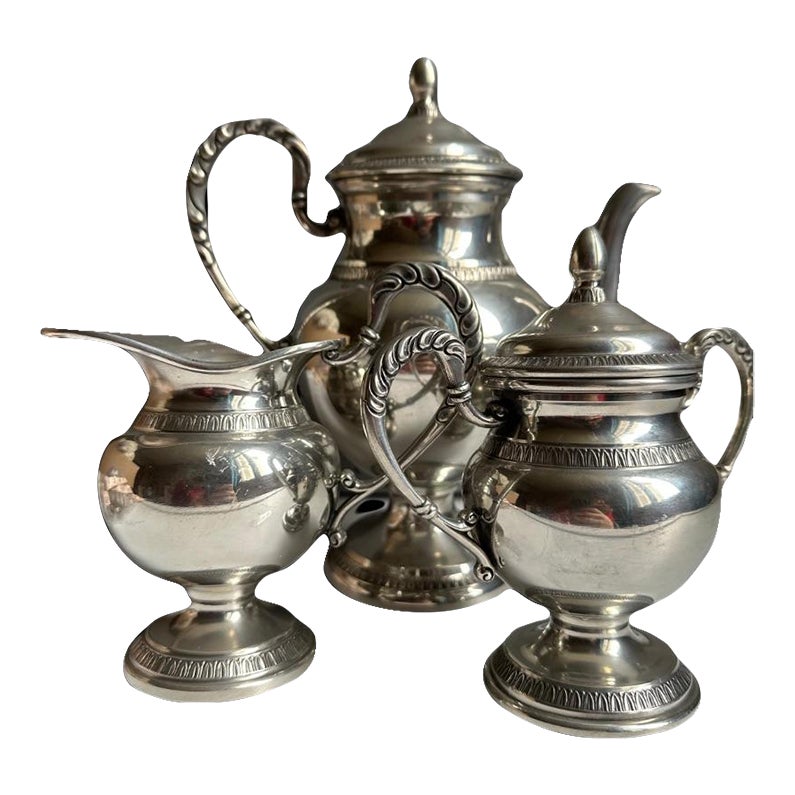 Vintage Pewter Tea Set – Etain 95 French Pot, Creamer & Sugar Bowl- 3 ...