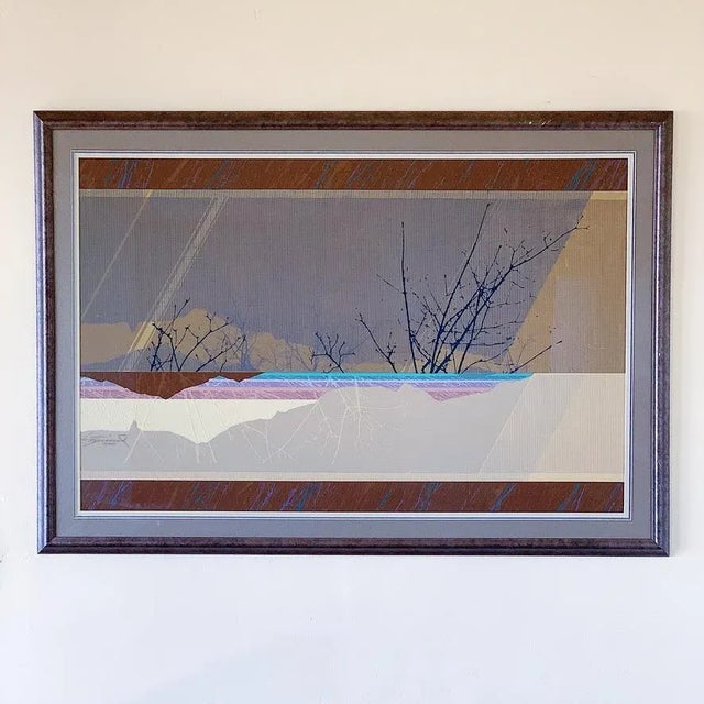 Late 20th Century Mixed Media Collage Depicting Winter Landscape With ...