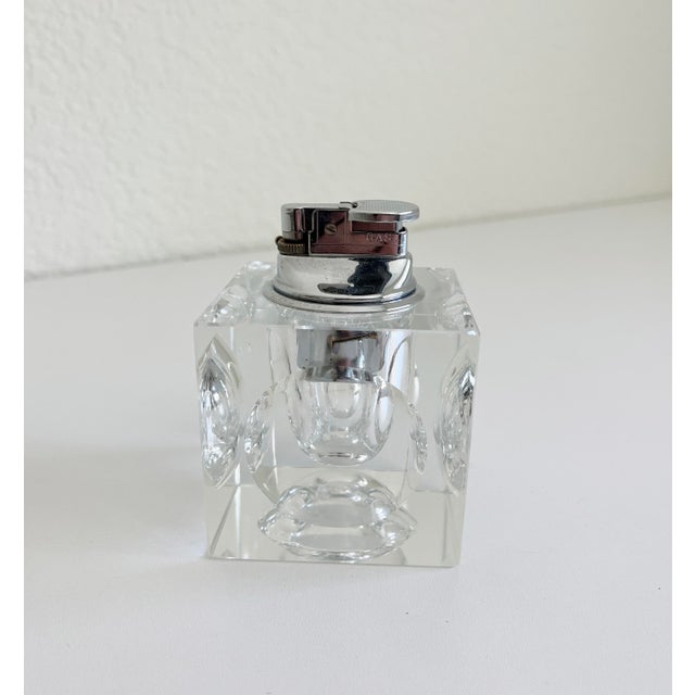 1970s Heavy Cut Glass Cube Lighter | Chairish