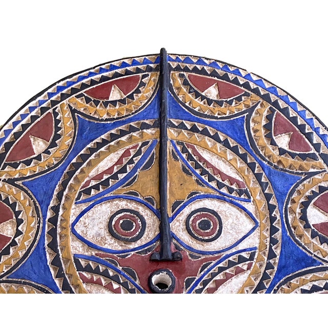 African Bwa Sun Mask Blue and Red Burkina Faso | Chairish