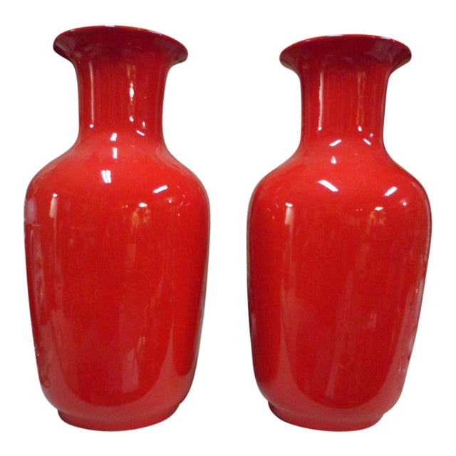 Red 19th Century Vases - a Pair | Chairish