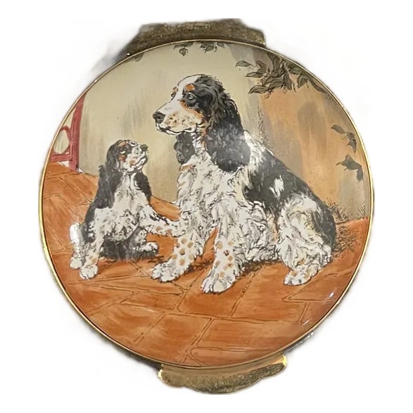 1980s Crummles English Enamel Box With Hand Painted Cocker Spaniels on ...