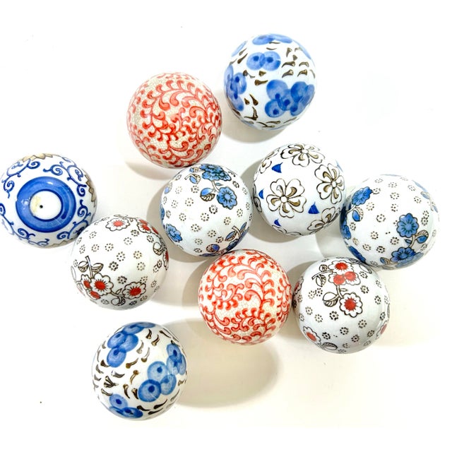 Vintage Porcelain Decorative Ceramic Carpet Balls Set of 10 | Chairish