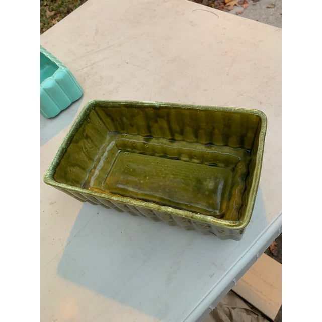 Mid-Century Cookson Pottery Green Ceramic Planter | Chairish