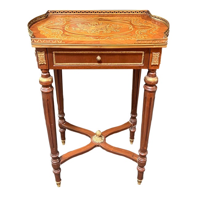 Vintage Mahogany French Neoclassicism Louis XVI Side Table | Chairish