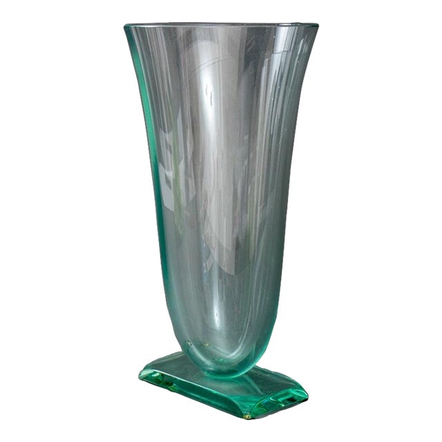 Stephen Schlanser Art Deco Style Glass Vase Signed | Chairish