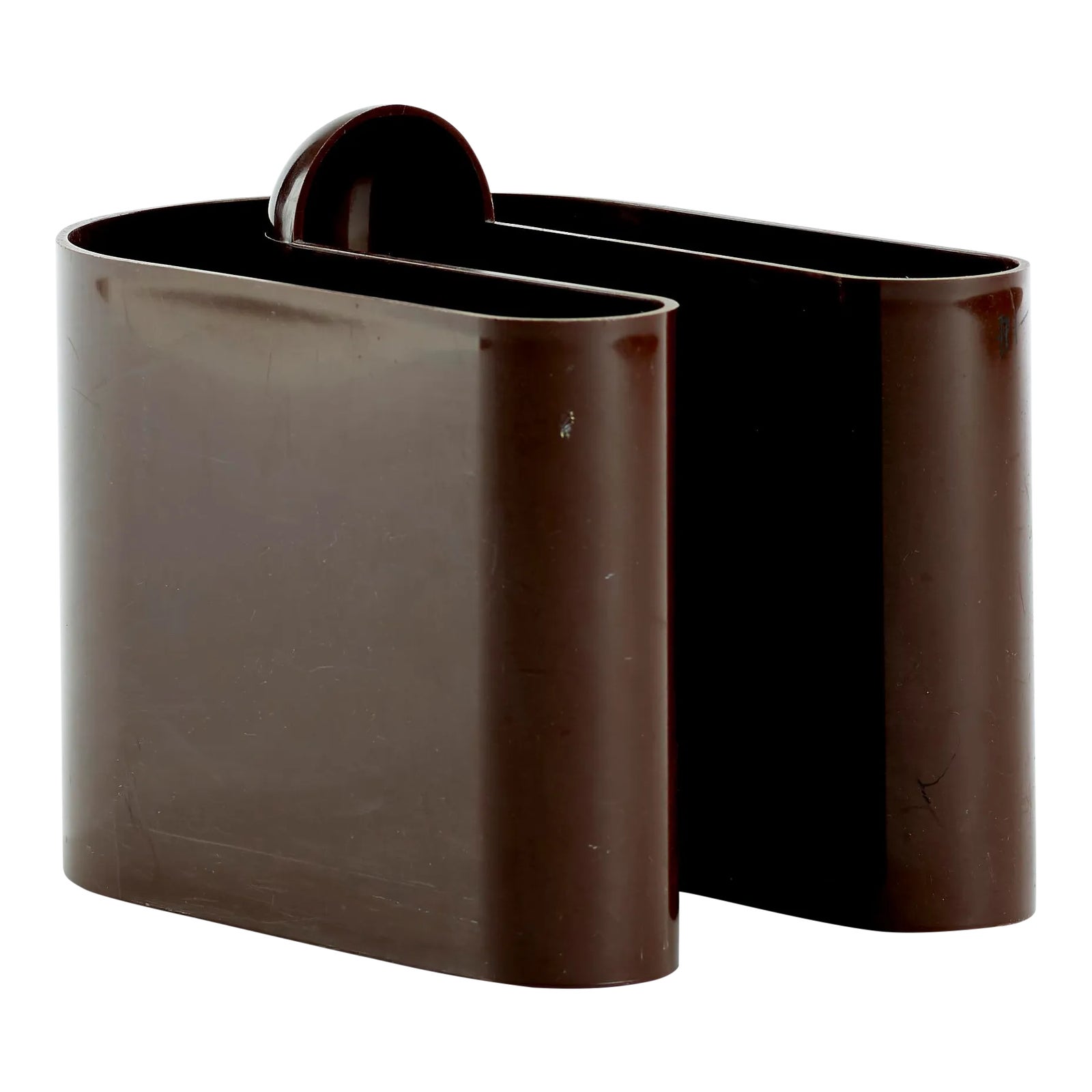 Brown Plastic Magazine Holder Designed by Rodolfo Bonetto | Chairish