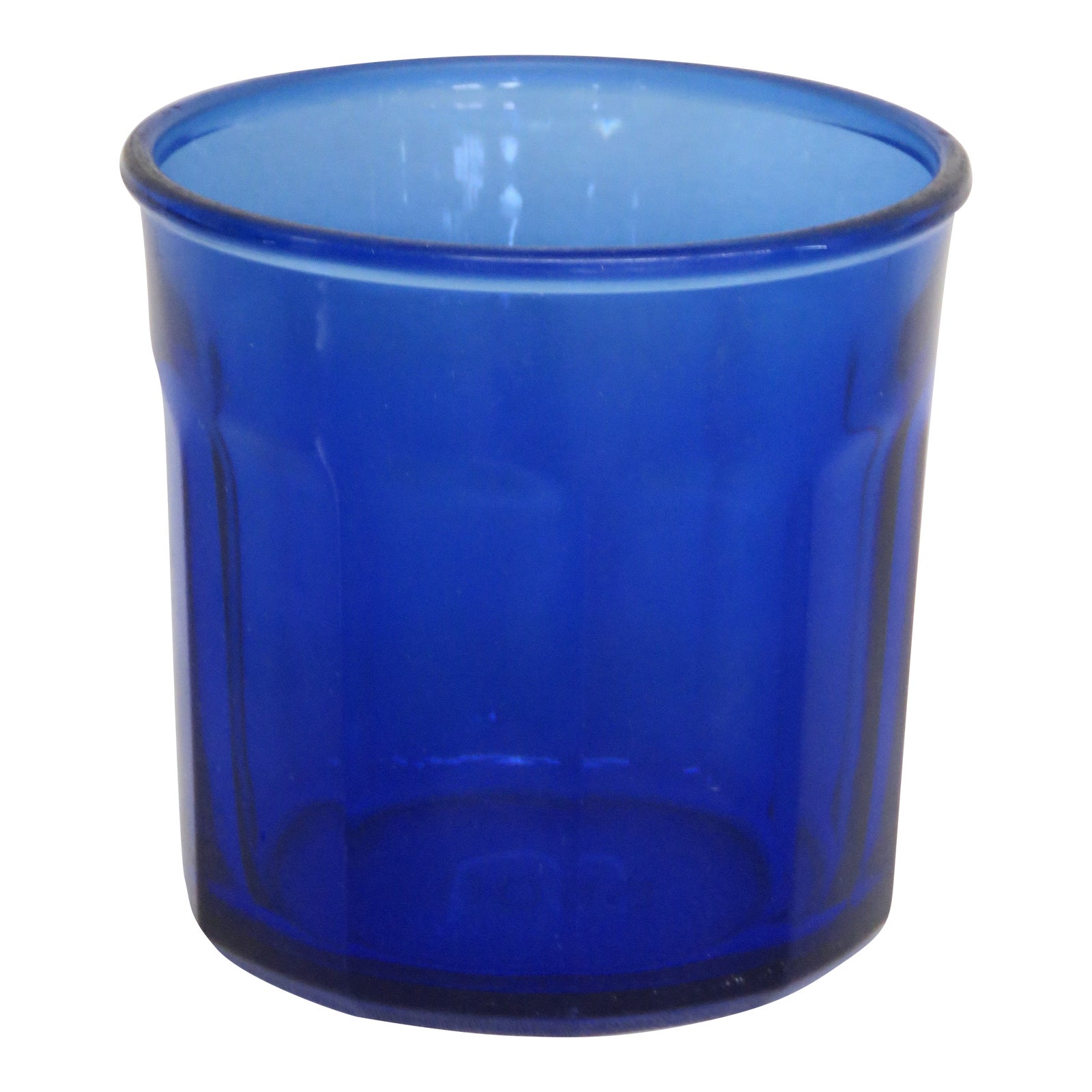 Cobalt Blue Luminarc Blue Panel Glass Tumbler 500 Made in France | Chairish